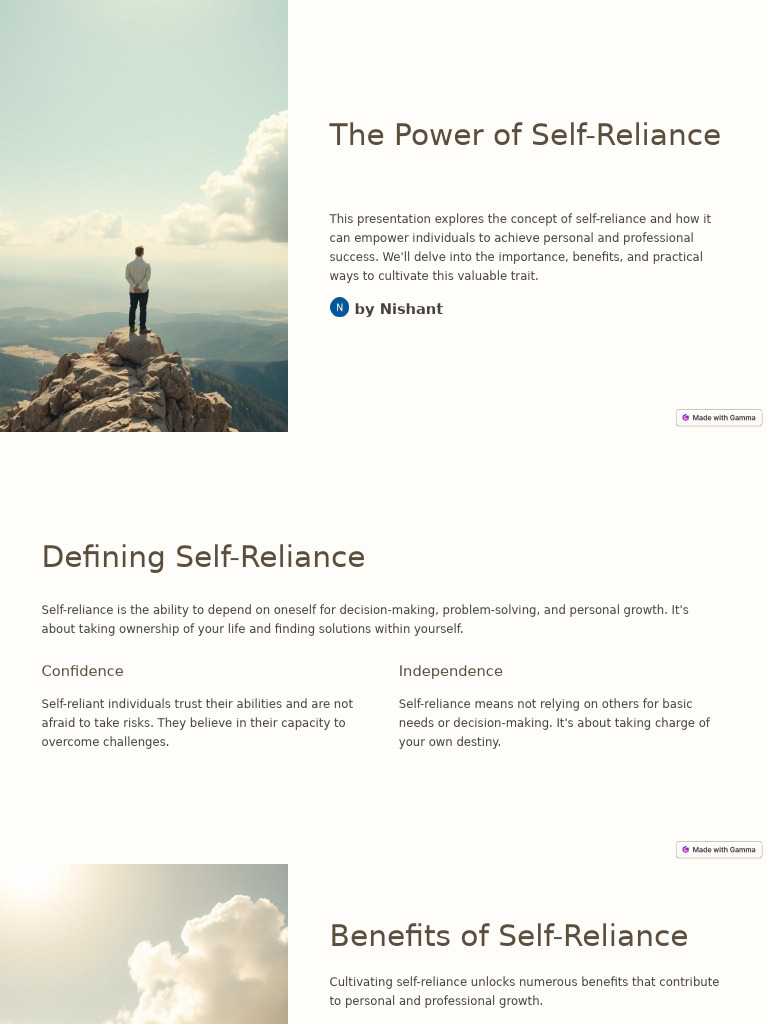 The Power of Self Reliance | PDF | Decision Making | Psychological Resilience