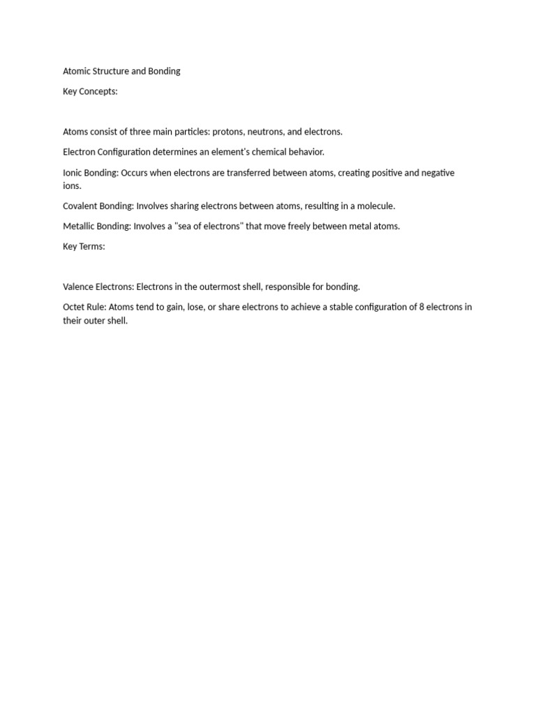 Atomic Structure & Bonding Basics | PDF