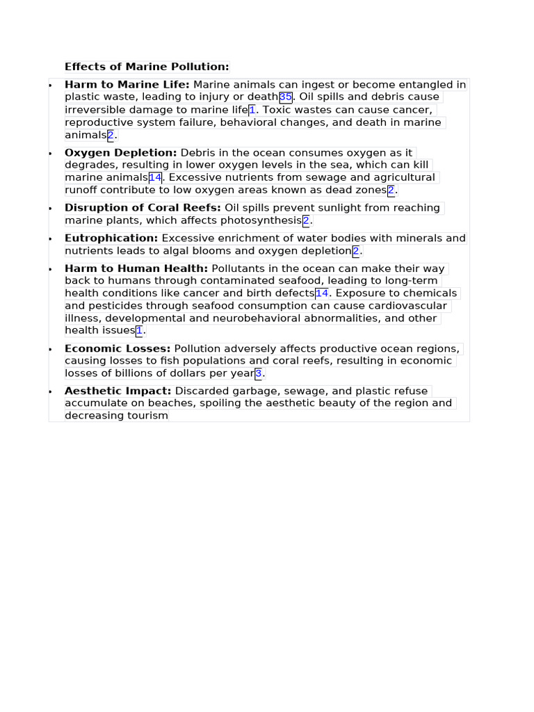 Effects of Marine Pollution | PDF