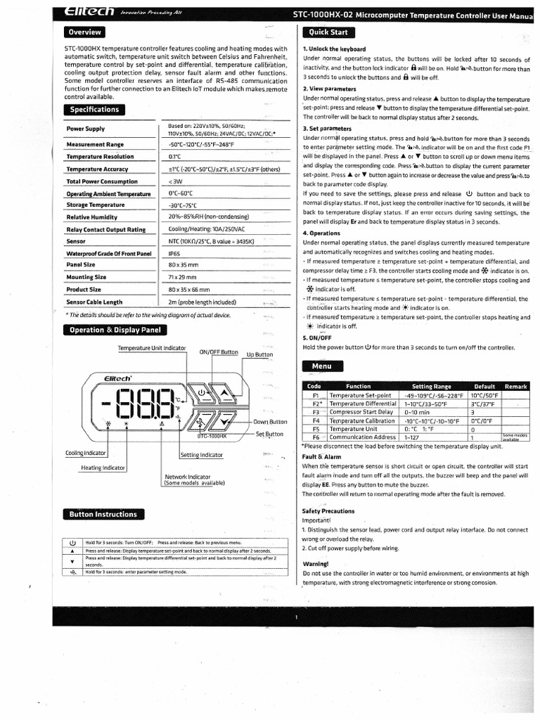 Elitech Digital Temperature Controller (Cool and Heat) Stc-1000hx-02 (Replaced Stc-1000x ...