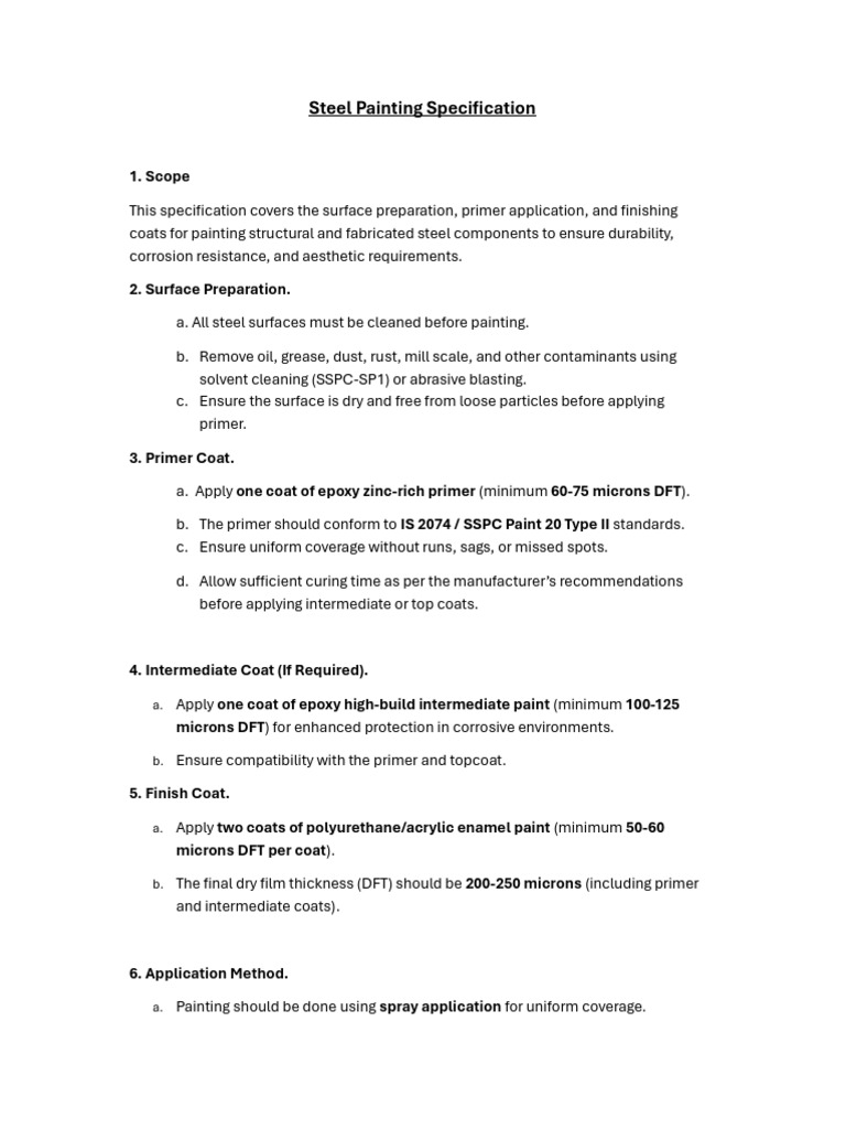 Painting Specifications | PDF