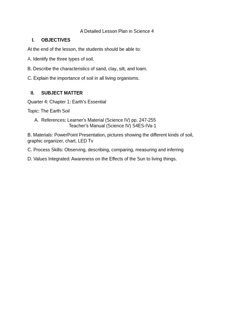 Detailed Lesson Plan in Science 4 Soil EDITED | PDF | Clay | Topsoil
