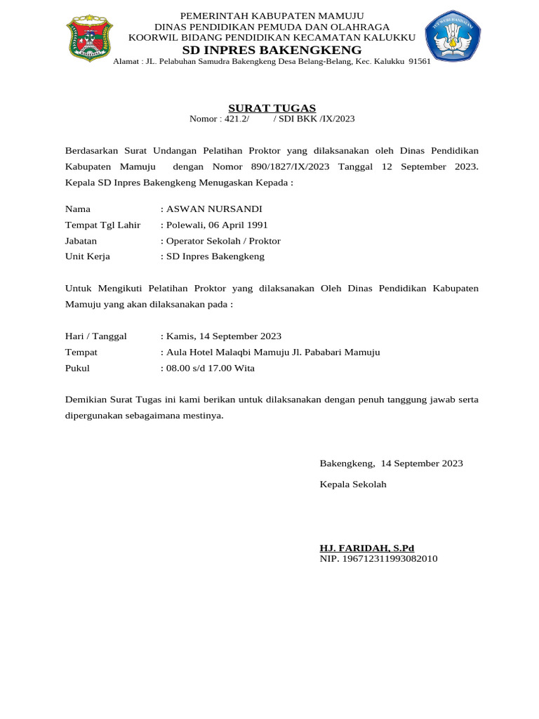 Surat Tugas Mengikuti Kegiatan | PDF