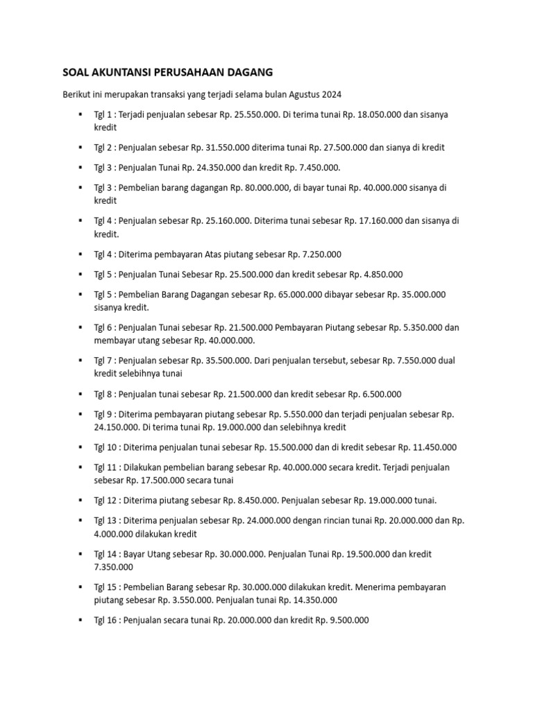 Soal Akuntansi Perusahaan Dagang | PDF