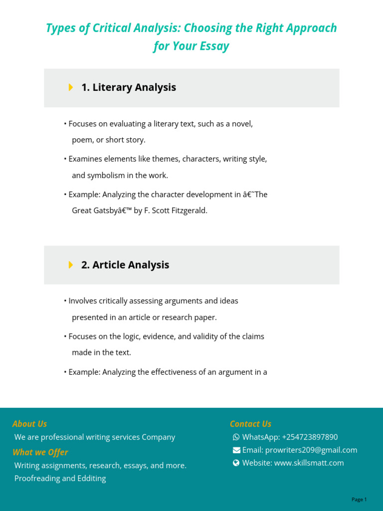 Types of Critical Analysis Choosing The Right Appr | PDF