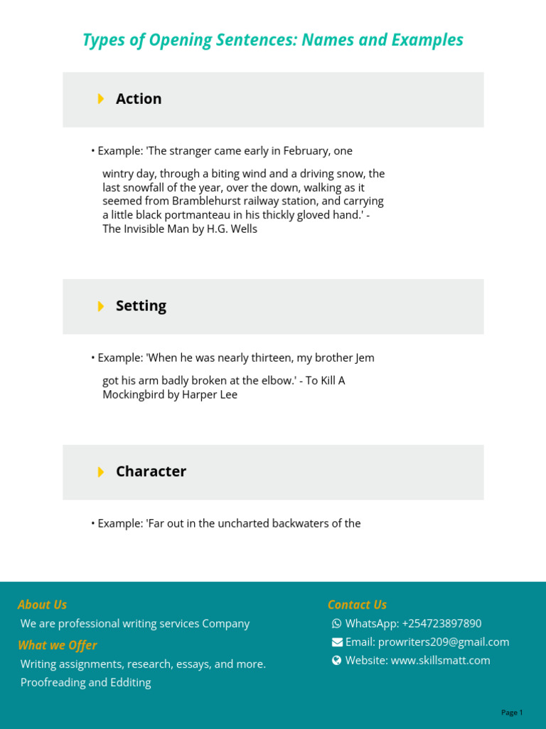 Types of Opening Sentences Names and Examples | PDF