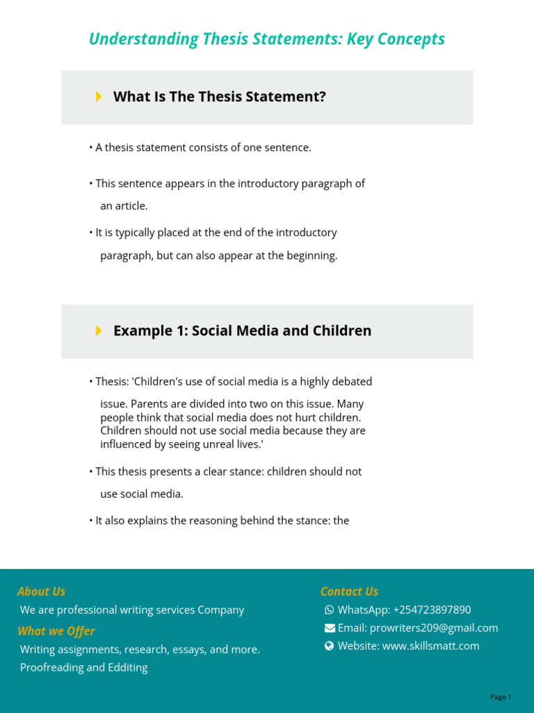 Understanding Thesis Statements Key Concepts | PDF
