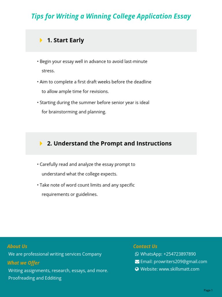 Tips For Writing A Winning College Application Ess | PDF | Essays | Writing