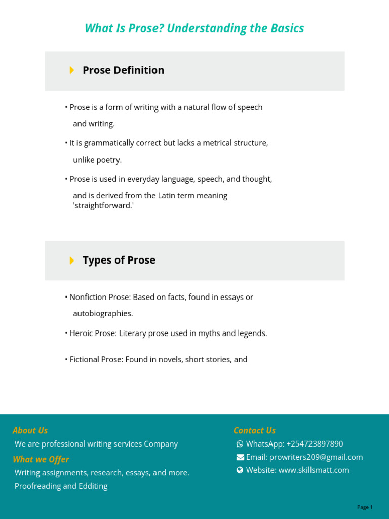 Prose Basics: Definition and Types | PDF