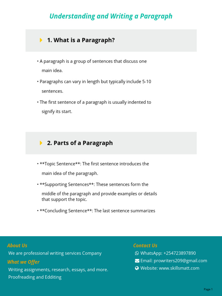Understanding and Writing A Paragraph | PDF