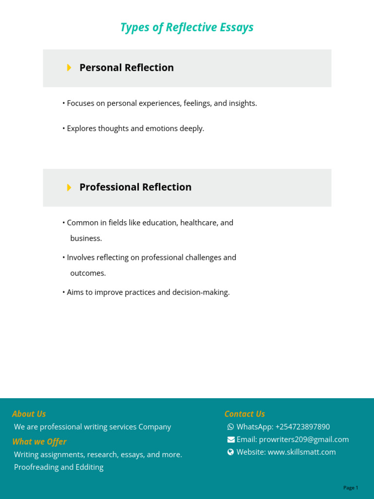 Types of Reflective Essays | PDF