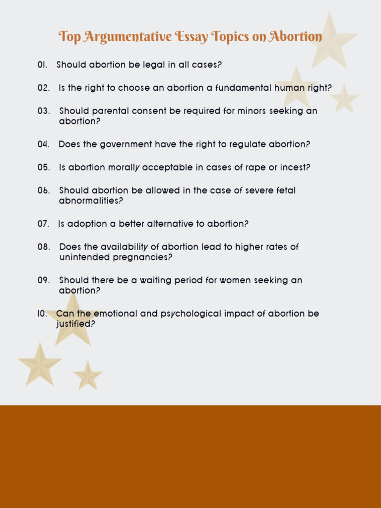 Top Argumentative Essay Topics On Abortion | PDF