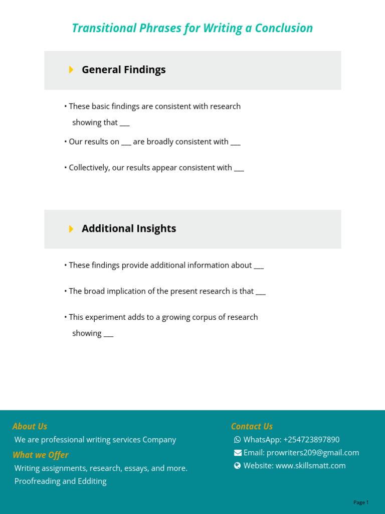 Effective Transitional Phrases for Conclusions | PDF