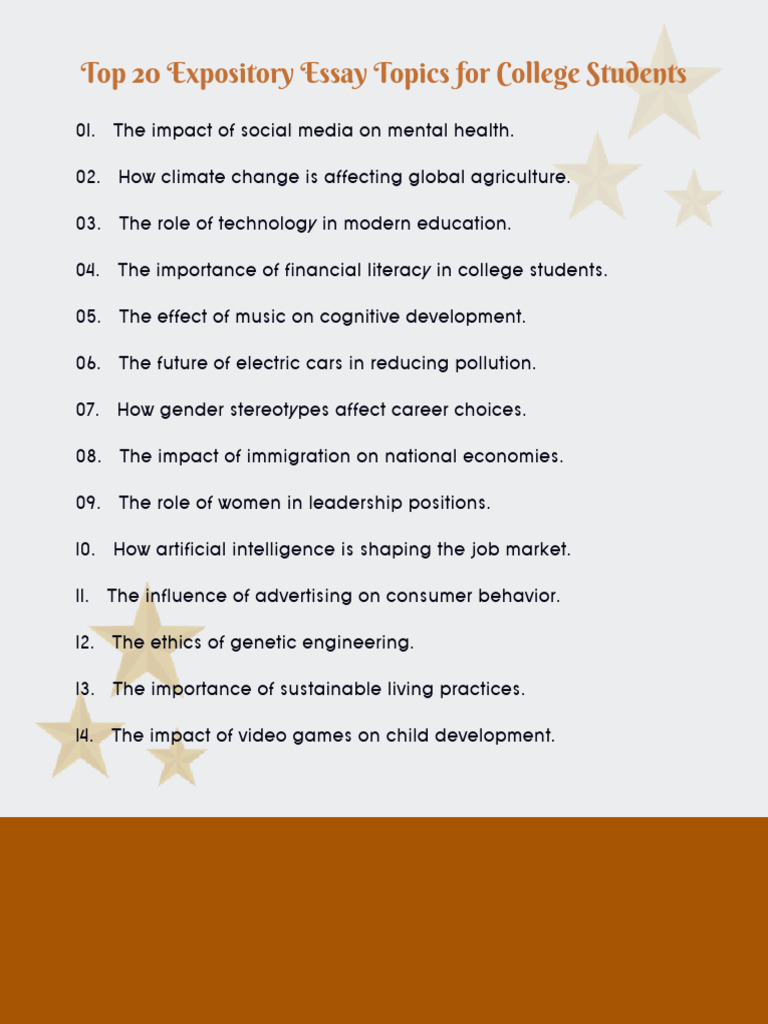 Top 20 Expository Essay Topics for College | PDF