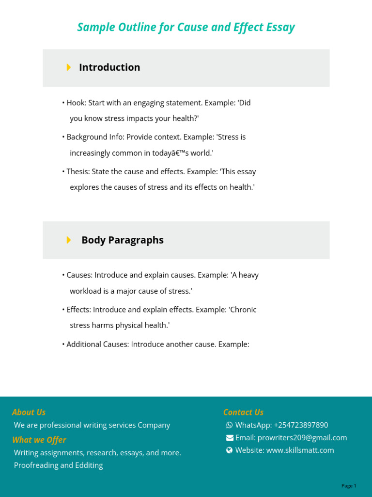 Sample Outline For Cause and Effect Essay | PDF