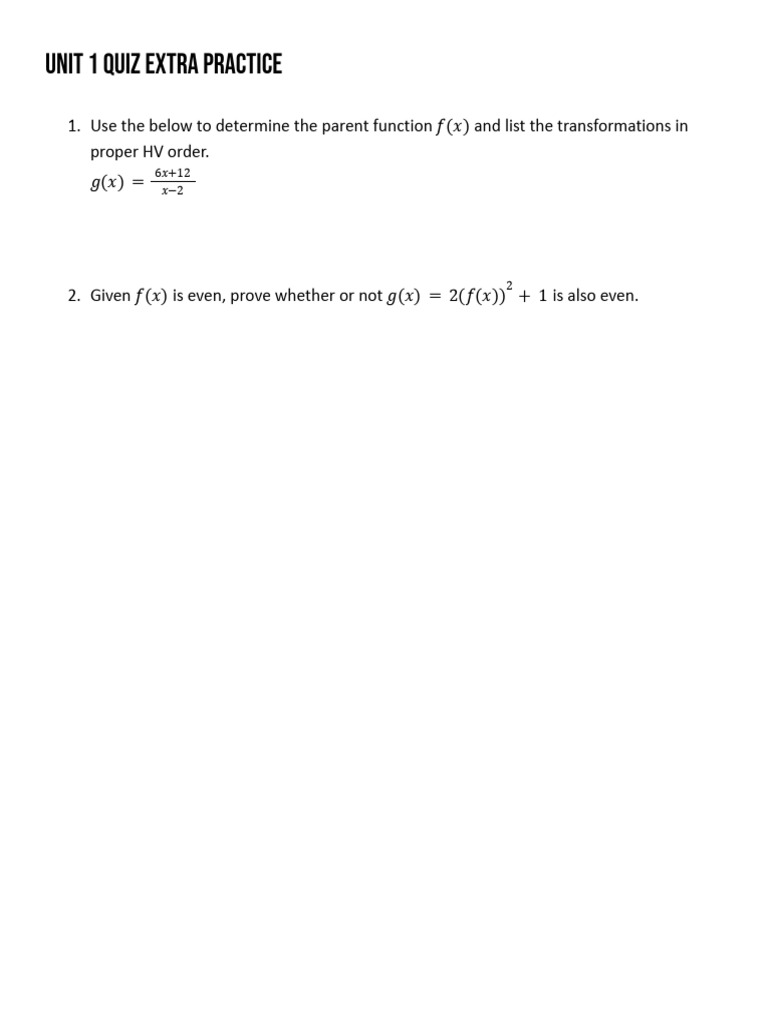 Unit 1 Extra Practice Problems (1) | PDF