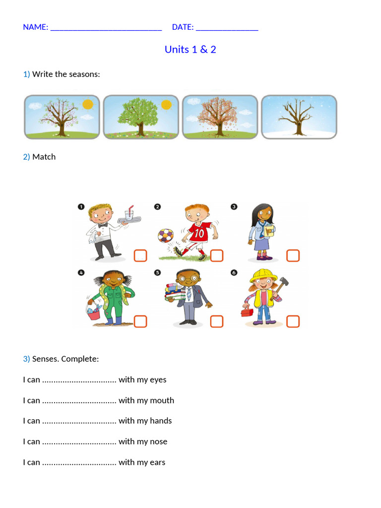 units 1 & 2 kids 2 | PDF