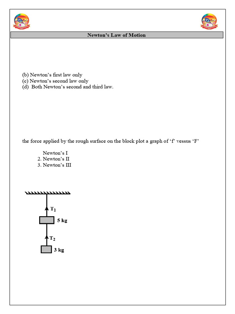Newton Laws Of Motion NCERT Assignment | PDF | Newton's Laws Of Motion ...