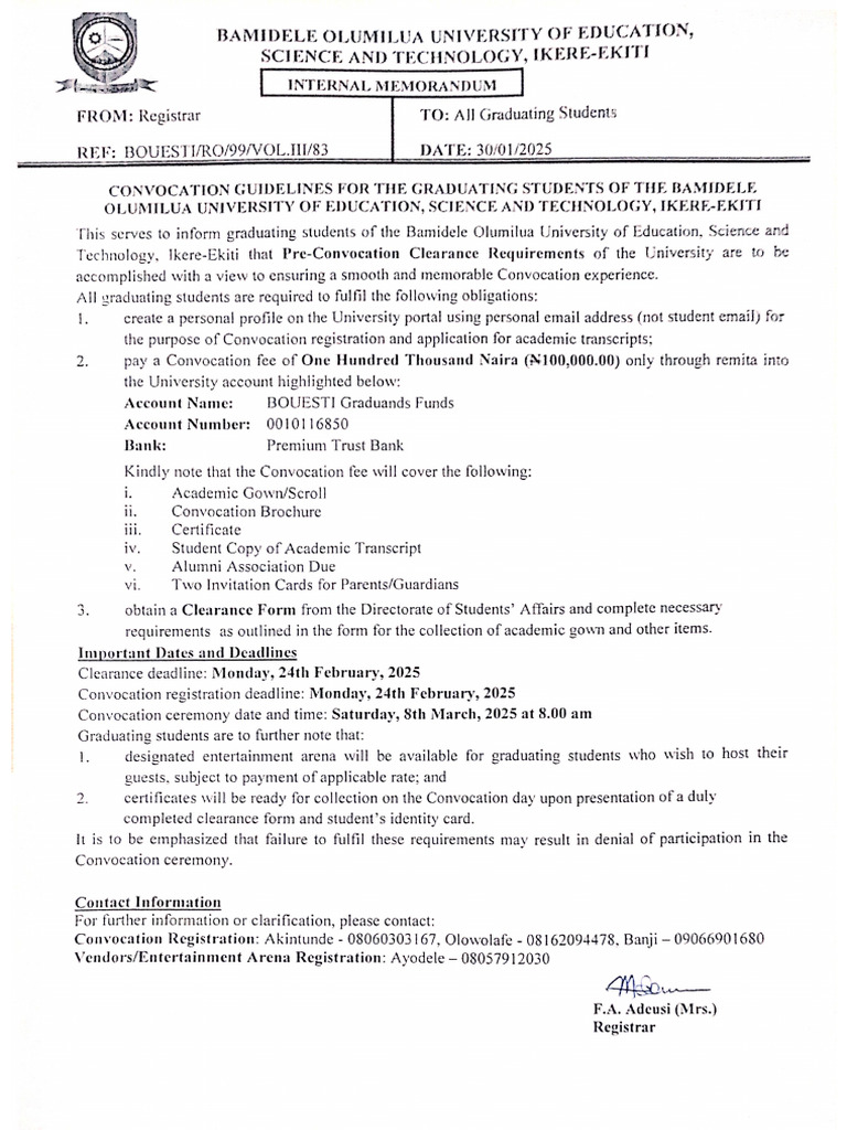 Convocation Guidelines | PDF