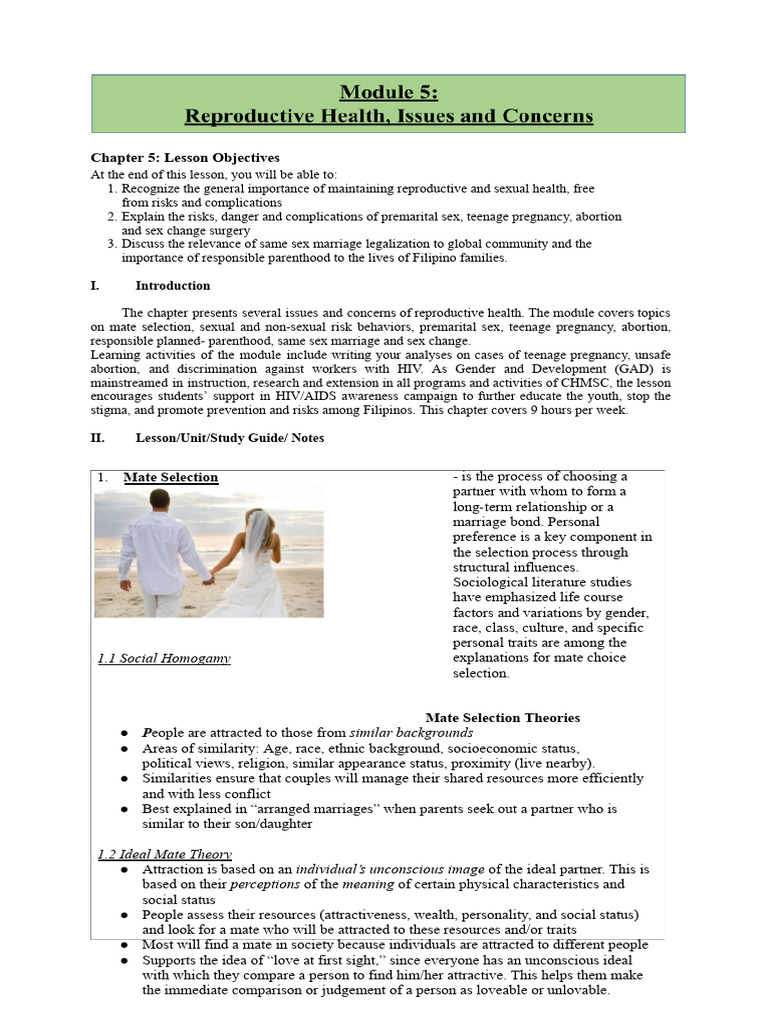 Module 5 Reproductive Health Issues Concerns New | PDF | Combined Oral ...
