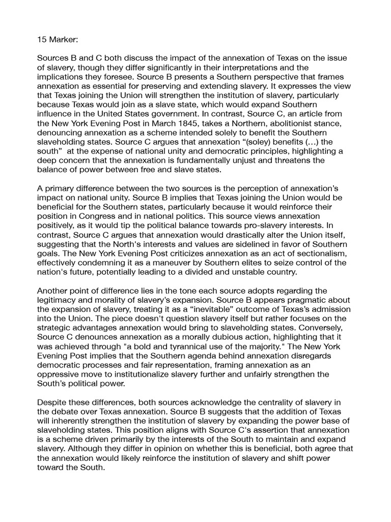 Annexation of Texas Essays | PDF | Whig Party (United States) | Slavery