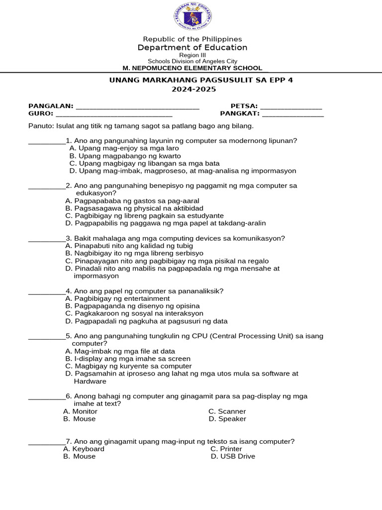 Ict 1ST Quarter PT 2024 2025 | PDF
