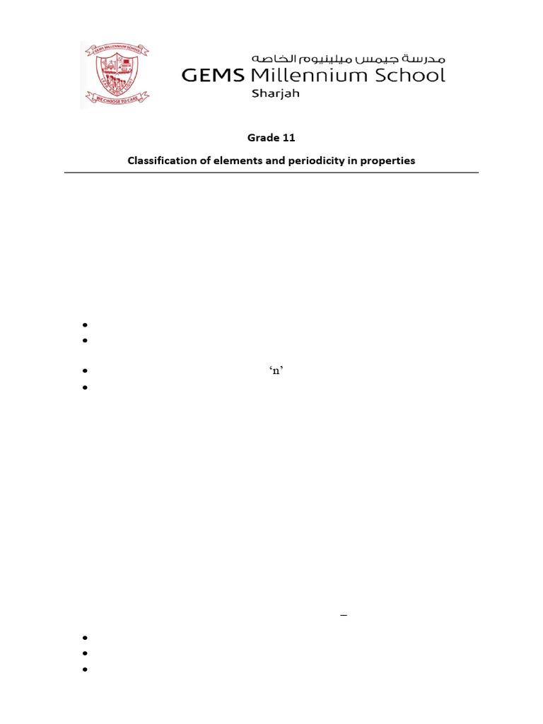 Periodic Classification of Elements Notes | PDF | Periodic Table | Ion