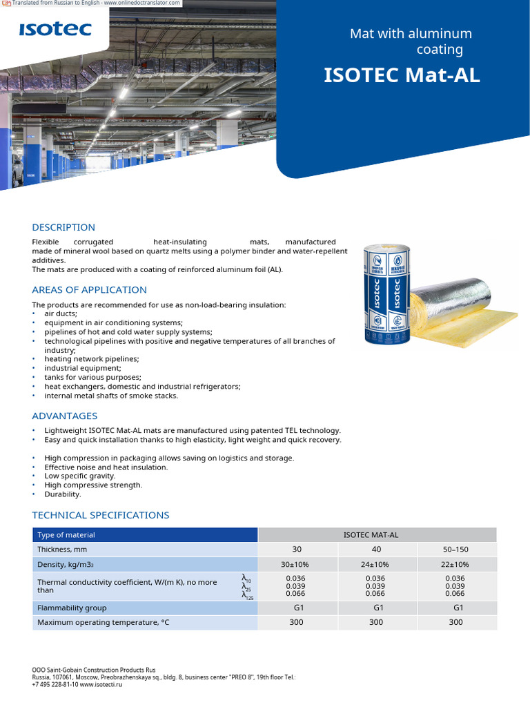 Data ISOTEC Мat-AL.ru.en | PDF | Thermal Insulation | Duct (Flow)