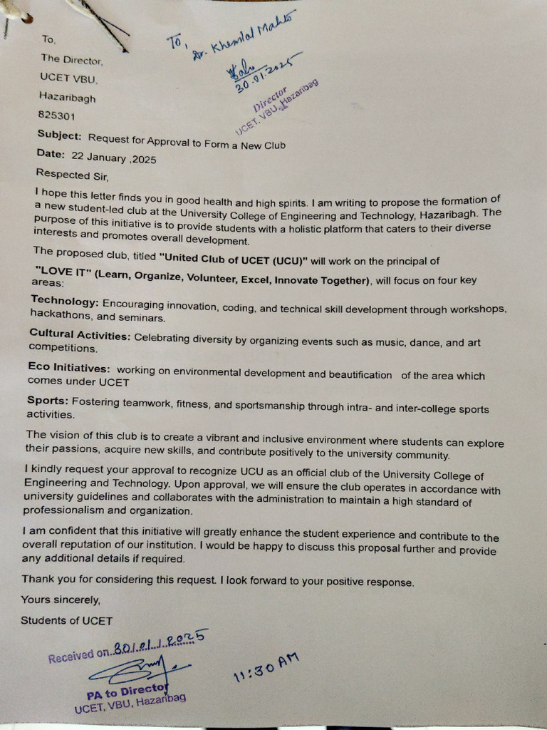 Club Permission Letter | PDF