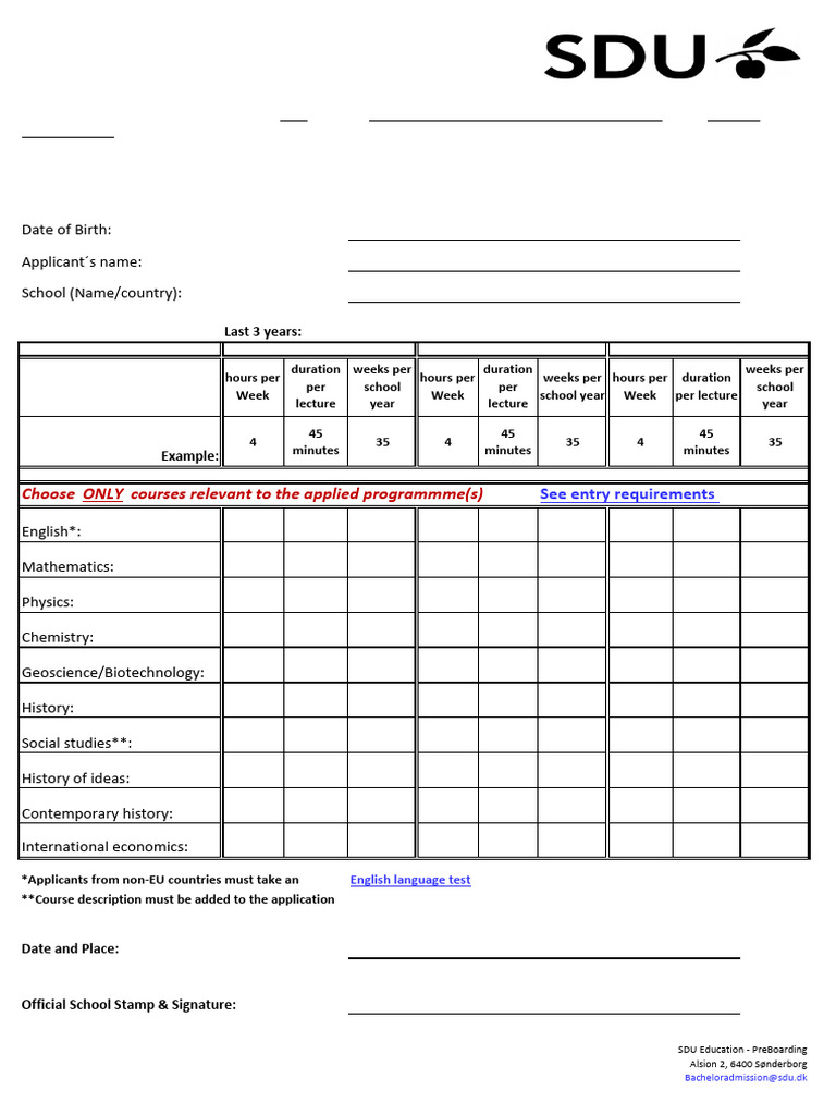 Language Proficiency Requirements for SDU | PDF | Educational Stages