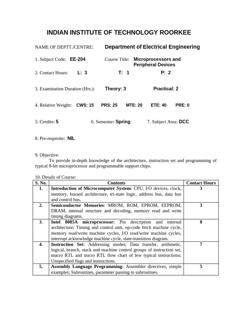 EE-204 - Microprocessors and Peripheral Devices | PDF | Microprocessor | Central Processing Unit