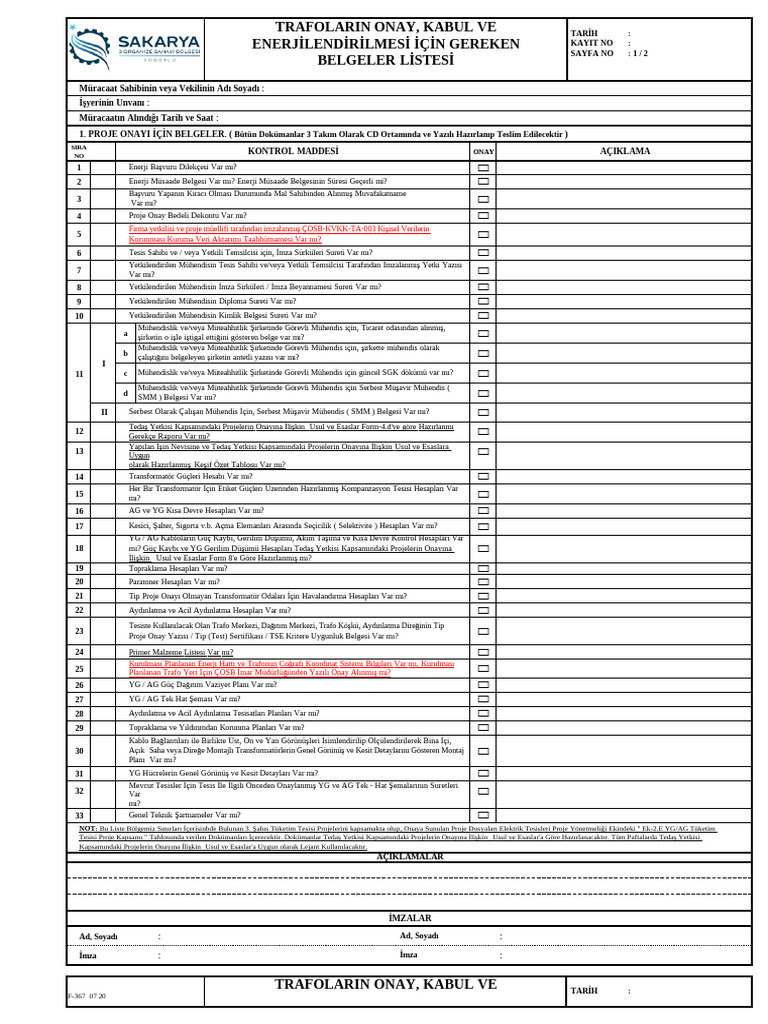 Trafolarin Onay Kabul Ve Enerjilendirilmesi Icin Gereken Belgeler ...