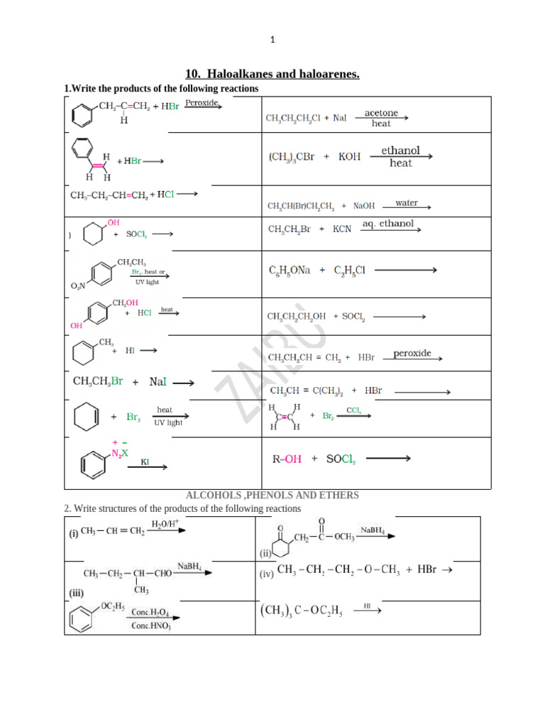 Organic Chemistry Reaction Mechanisms and Products | PDF | Amine ...