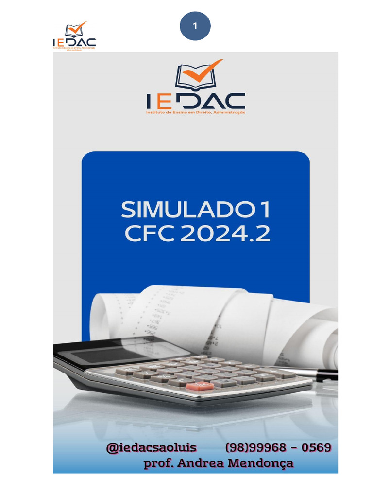 Simulado de Contabilidade e CPC 2024 | PDF | Contabilidade | Capital ...