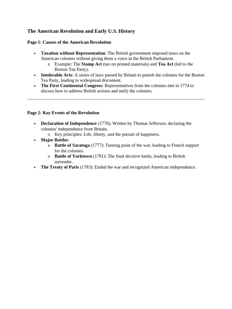 The American Revolution and Early U | PDF