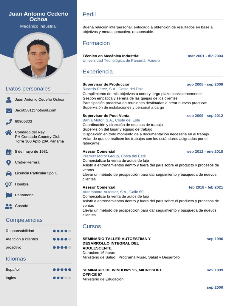 CV Juan Antonio Cedeño Ochoa-1 | PDF