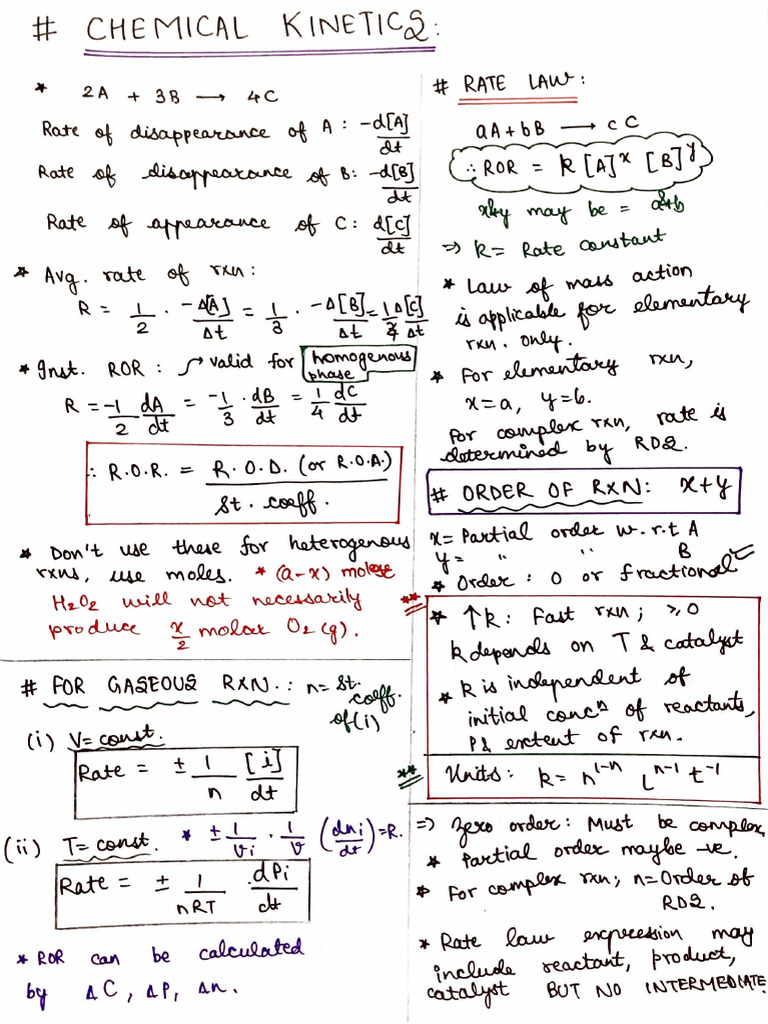 Chem Kinetics Short Notes | PDF