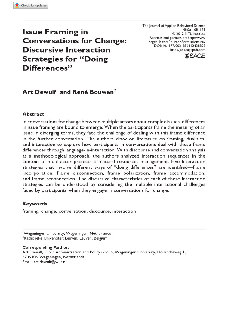 Strategies for Framing Differences in Conversations | PDF | Framing ...