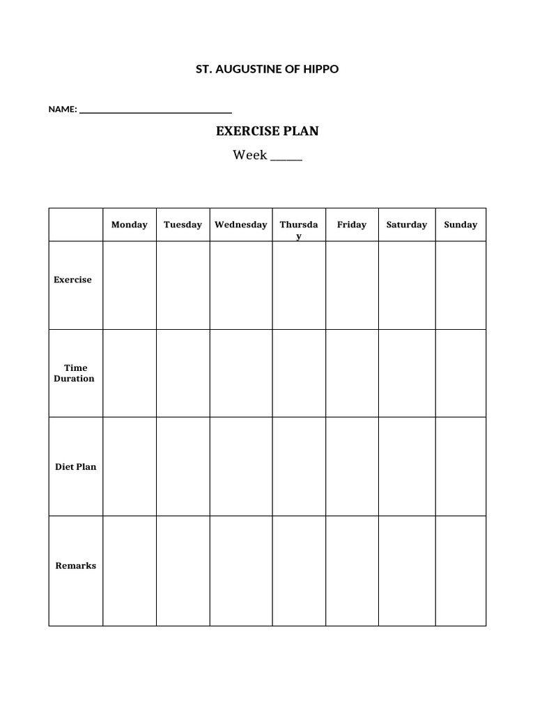 Exercise Plan | PDF