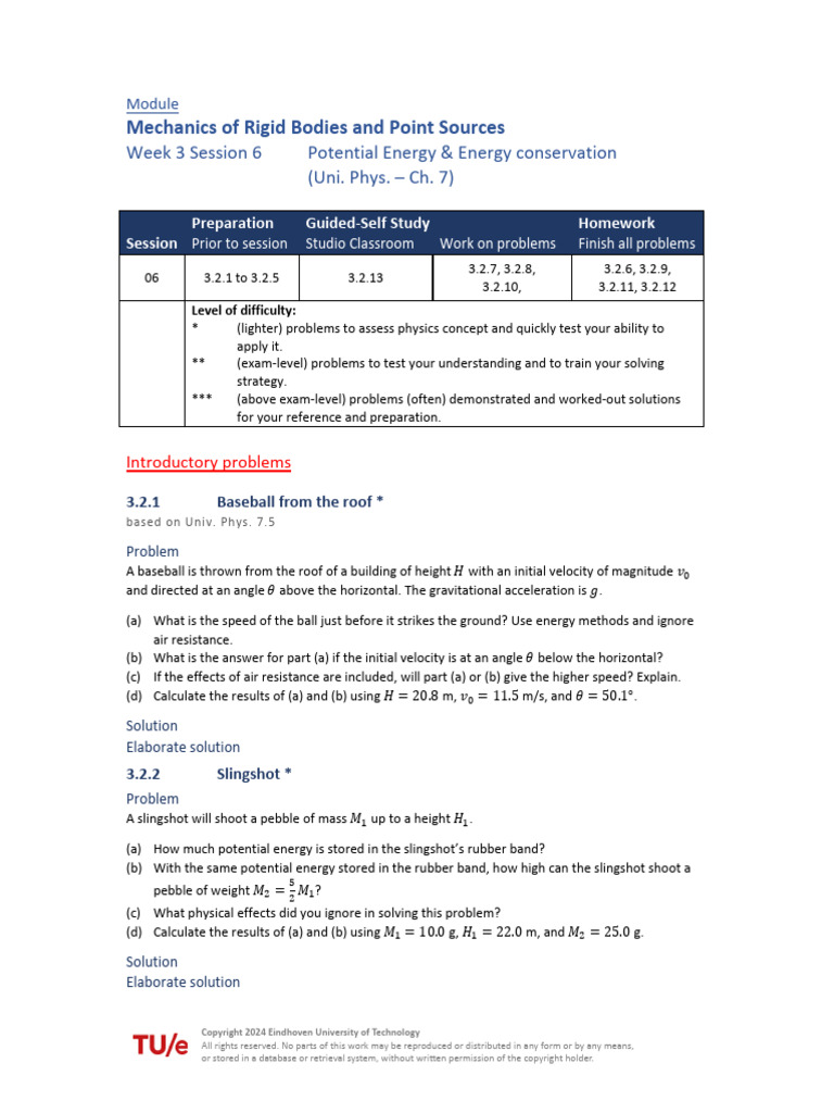 3.2 3PHYS problems | PDF | Force | Potential Energy