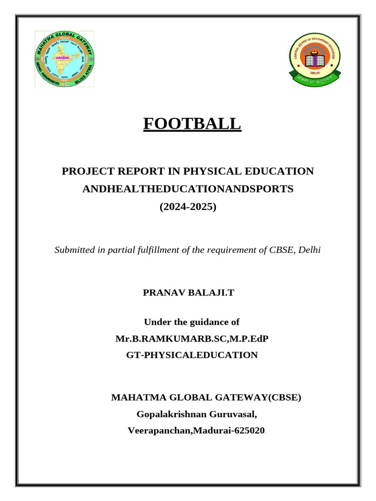 Football Project Report 2024-2025 | PDF
