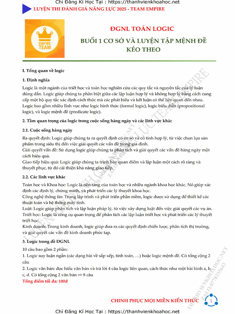 Toán Logic 1-Đã G P | PDF