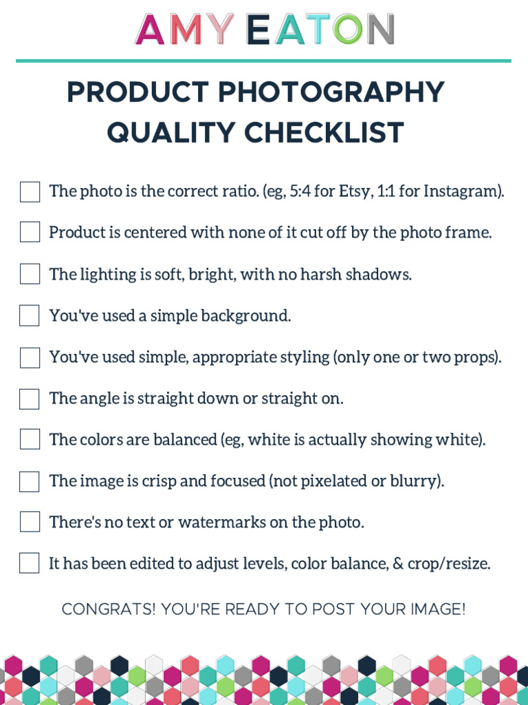 Product Photography Quality Checklist | PDF