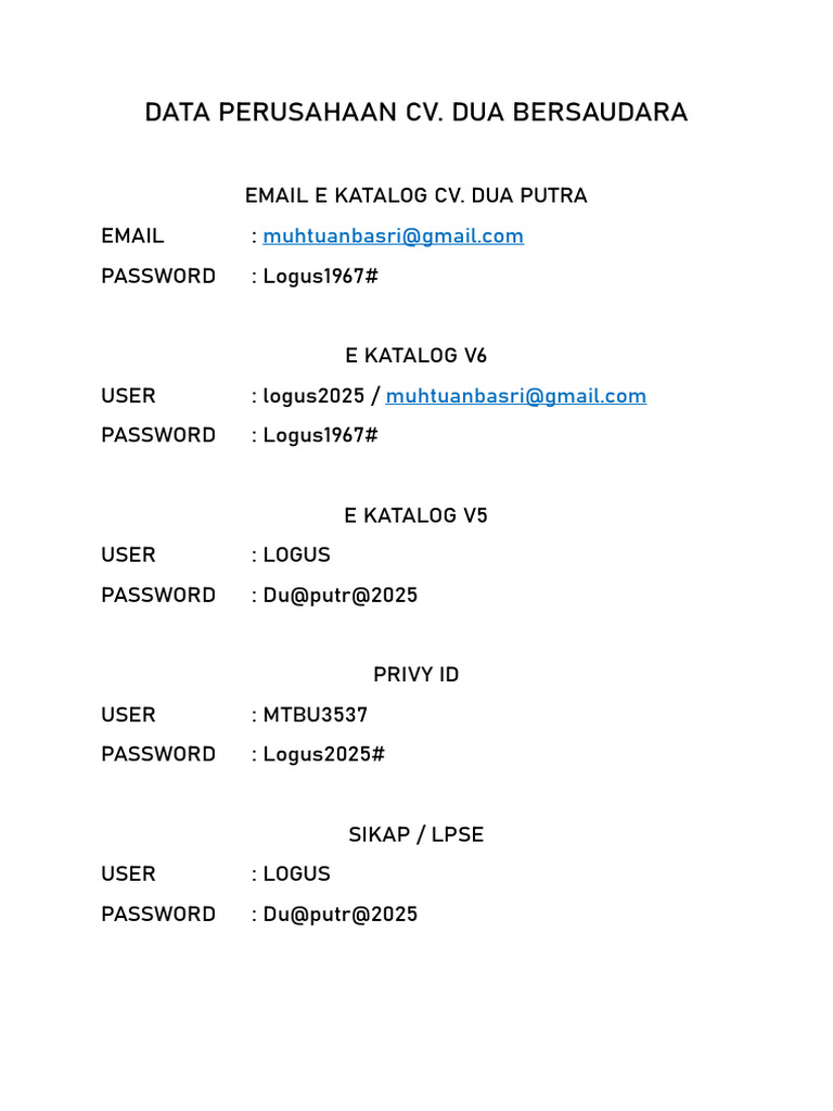 Data Perusahaan Cv. Dua Putra | PDF