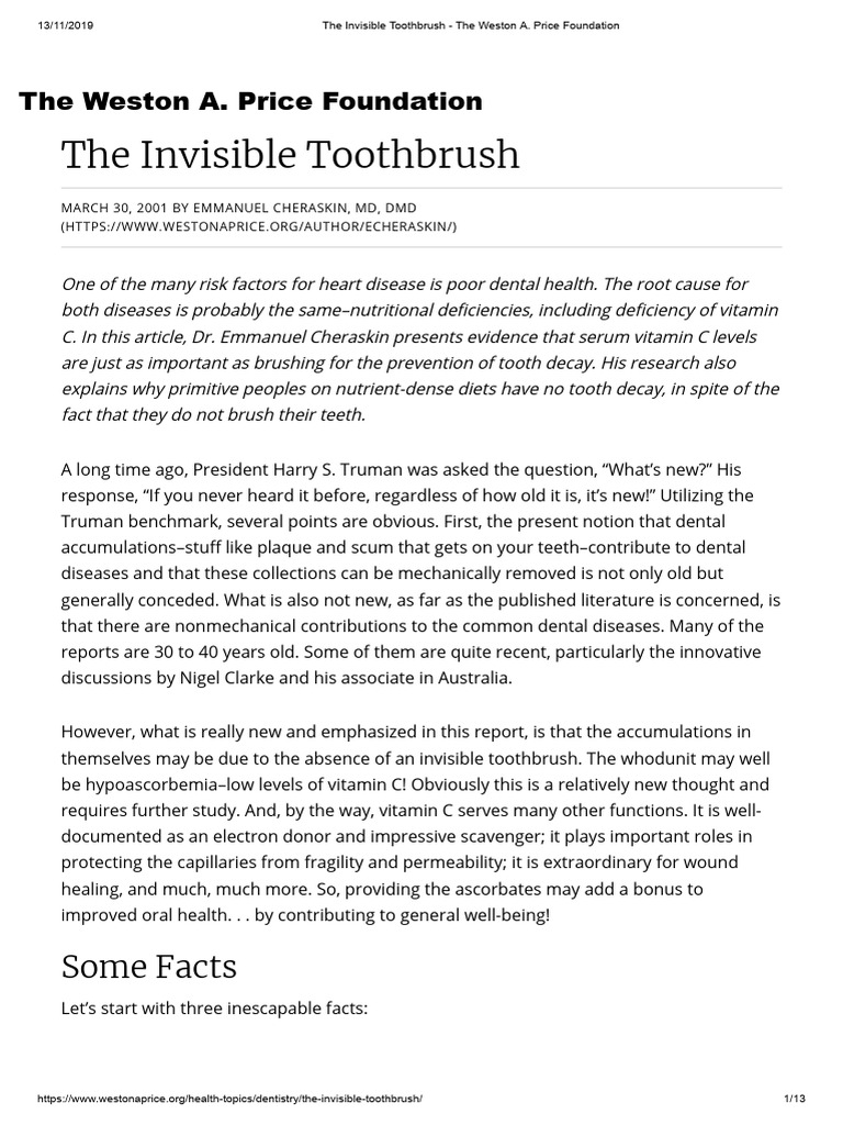 The Invisible Toothbrush - The Weston A. Price Foundation | PDF ...