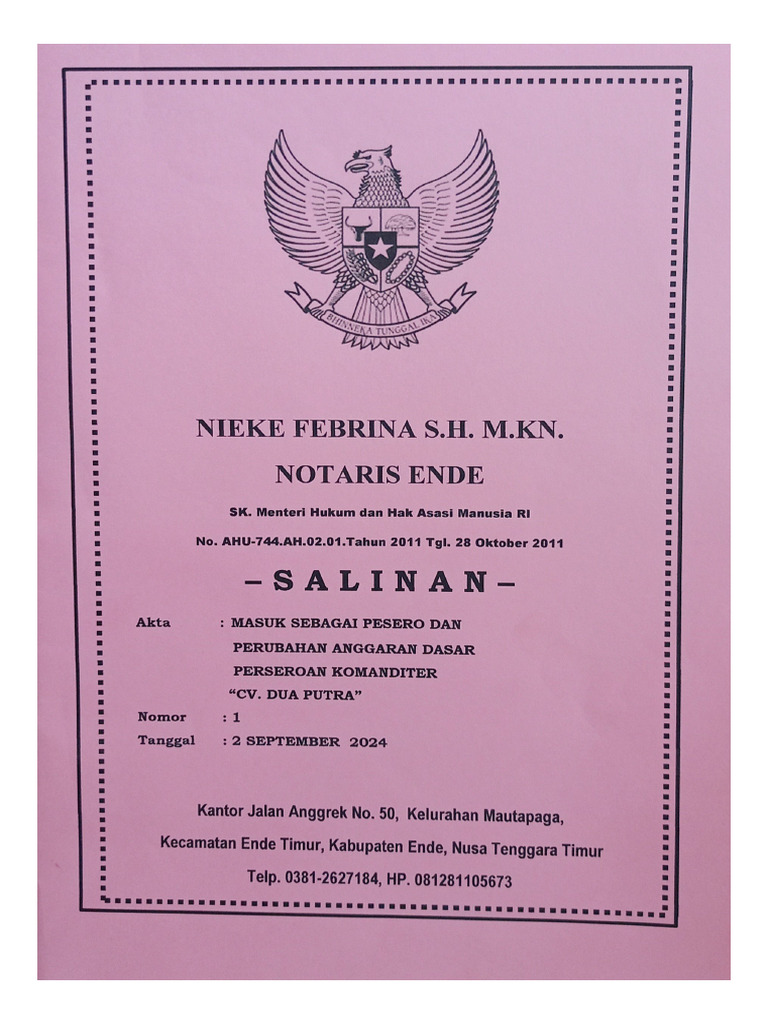 Akta Peruhan Terakhir & AHU 2024 | PDF