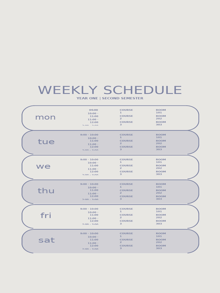 Modern Weekly Schedule Your Story PDF | PDF