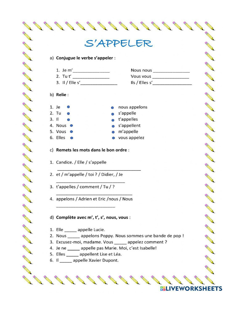 le verbe s'appeler | PDF