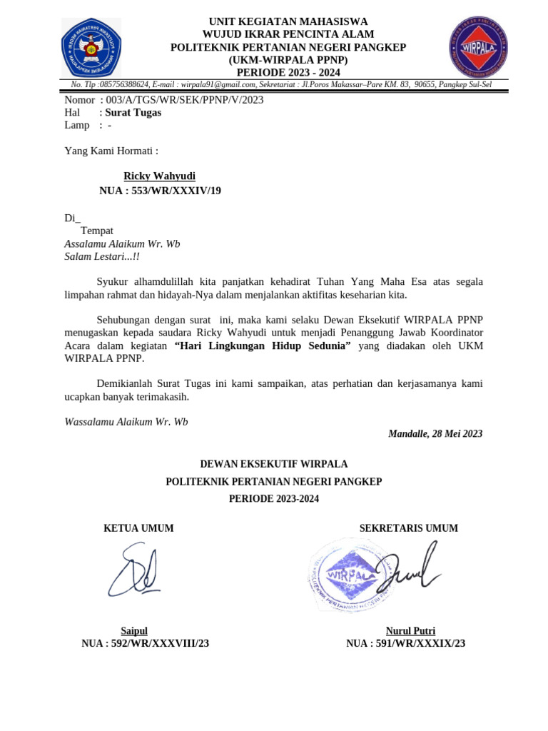 003.A SURAT TUGAS RICKY | PDF