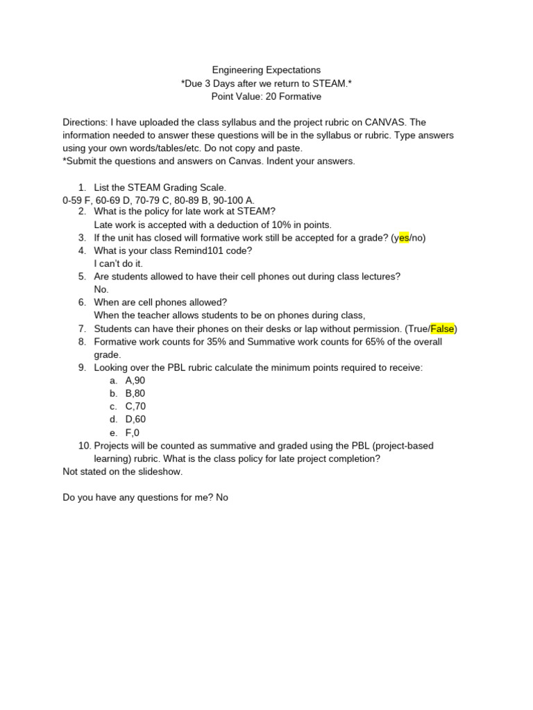 Engineering Expectations | PDF